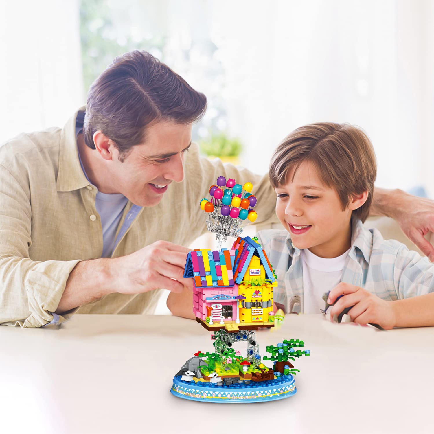WINGIFT 931 Piece Up Balloon House Building Kit,Creative Suspended Gravity Balloon,Flying House Building Block Model Set with Lights,Tensegrity Toy Brick Kit,Best for Ages 6+Boy and Girl
