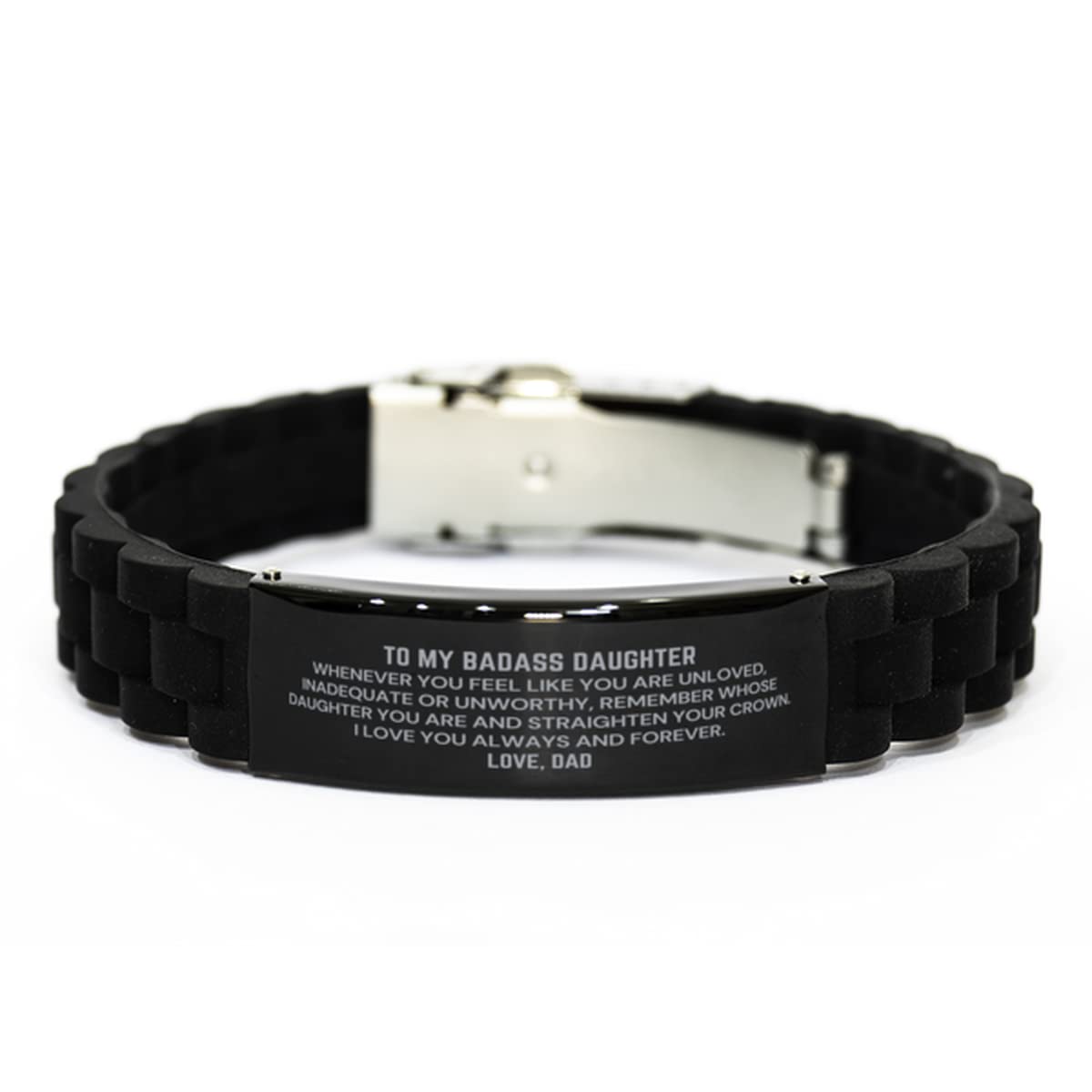 To My Badass Daughter Black Bracelet, I Love You Always And Forever, Birthday Gifts For Daughter From Dad, Christmas Gifts For Women