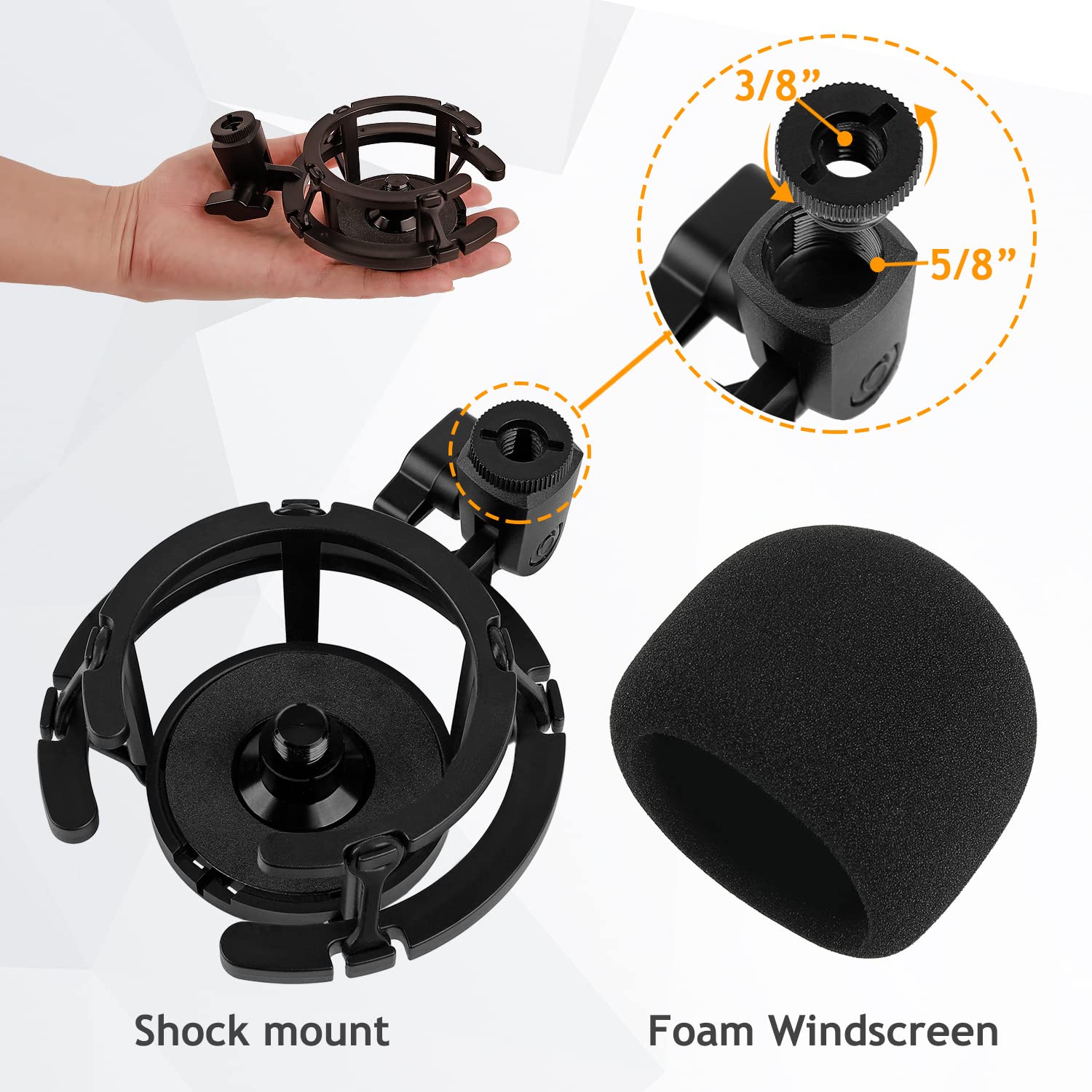 Silence Razer Mini Shock Mount with Foam Windscreen Cover, Anti-Vibration Suspension Shockmount Mic Holder Clip Pop Filter to Blocks Out Plosives for Seiren USB Streaming Microphone AVATAR