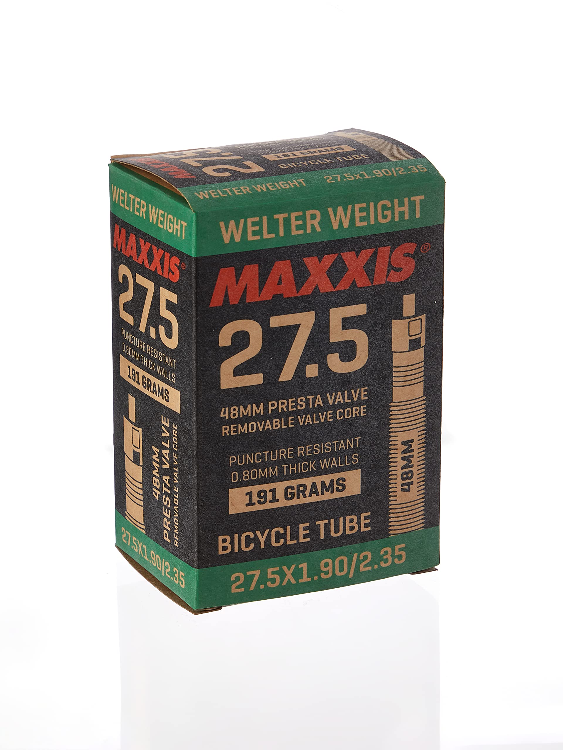 Maxxis Welterweight 48mm Presta Valve Tube, 27.5 x 1.9-2.35"