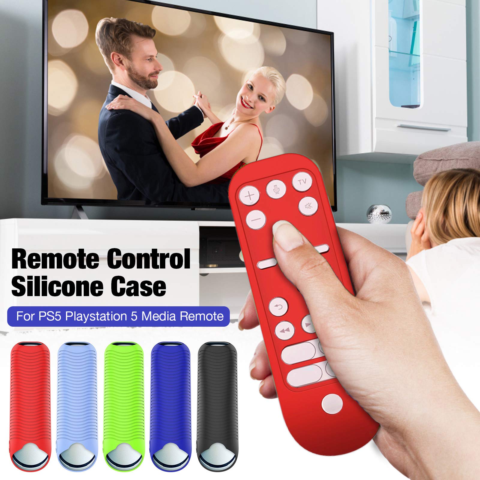 Seltureone Compatible for PlayStation 5 Media Remote Cover, Overall Full Body Silicone Protective Case Sleeve for PS5 Remote Control, Shock Absorption Washable, Red