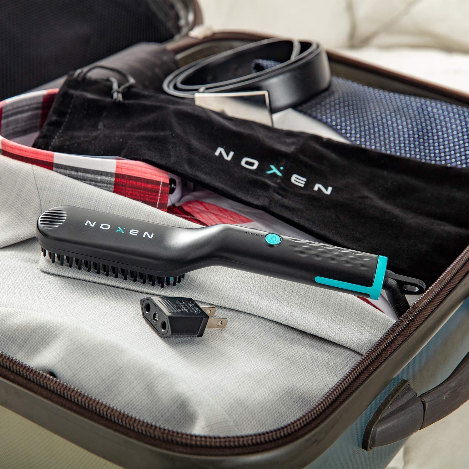 NOXEN Beard Straightener Comb for Men, Hot Iron Electric Growth Grooming Brush Kit for Dad, Professional Hair Straightener Heated Comb Gift Set