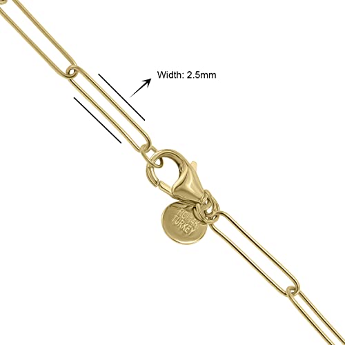 SZUL 14K Yellow Gold Lightweight Paperclip Bracelet With Lobster Clasp