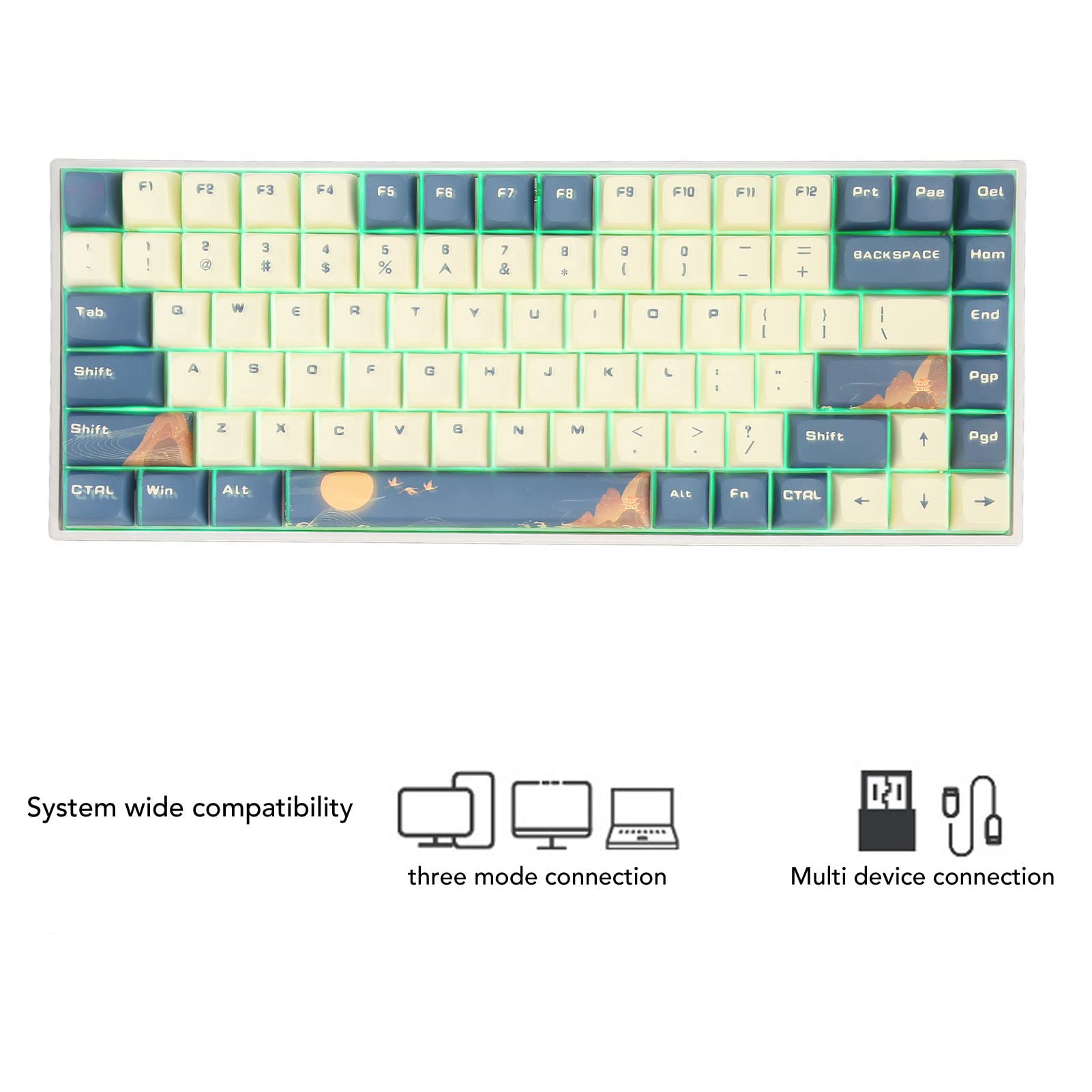 Yoidesu Bluetooth Mechanical Keyboard, 84 Key Wireless RGB Keyboard 2.4G USB Connection Hot Swappable Gaming Keyboard with RGB Backlighting(Silver Switch)