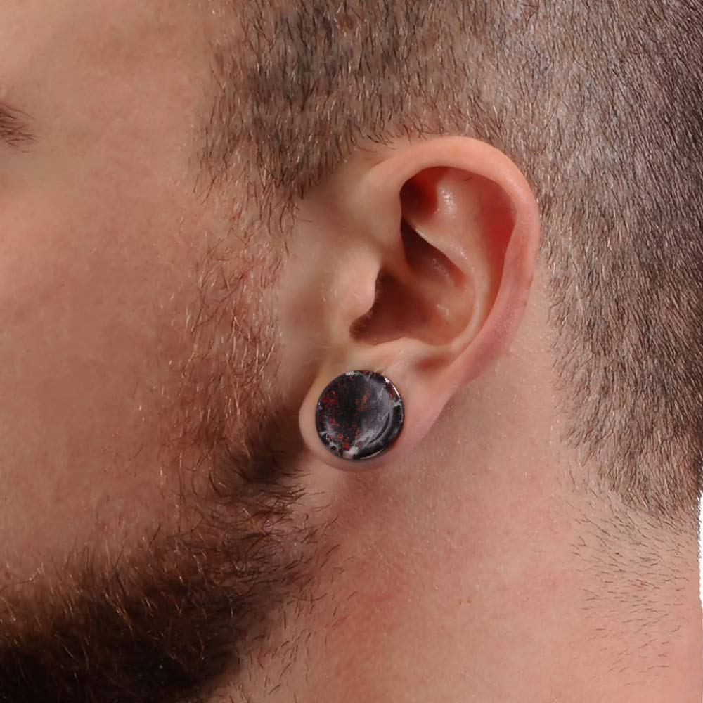Pierced Owl Natural Bloodstone Concave Double Flared Plug Gauges, Sold as a Pair (25mm (1"))