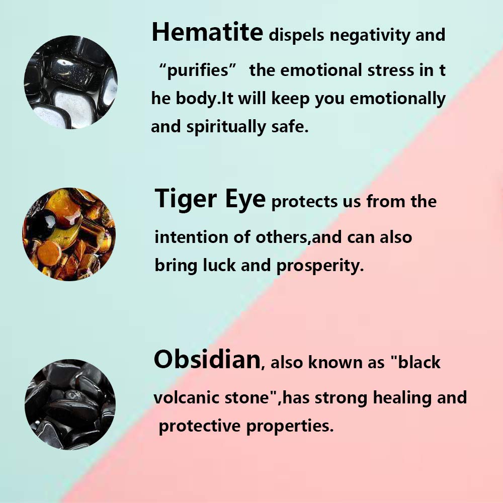 SOOWOOT 2-4Pcs Triple Protection Bracelet - Tiger Eye & Obsidian & Hematite Triple Bracelet Bring Protect Good Luck and Prosperity for Men Women