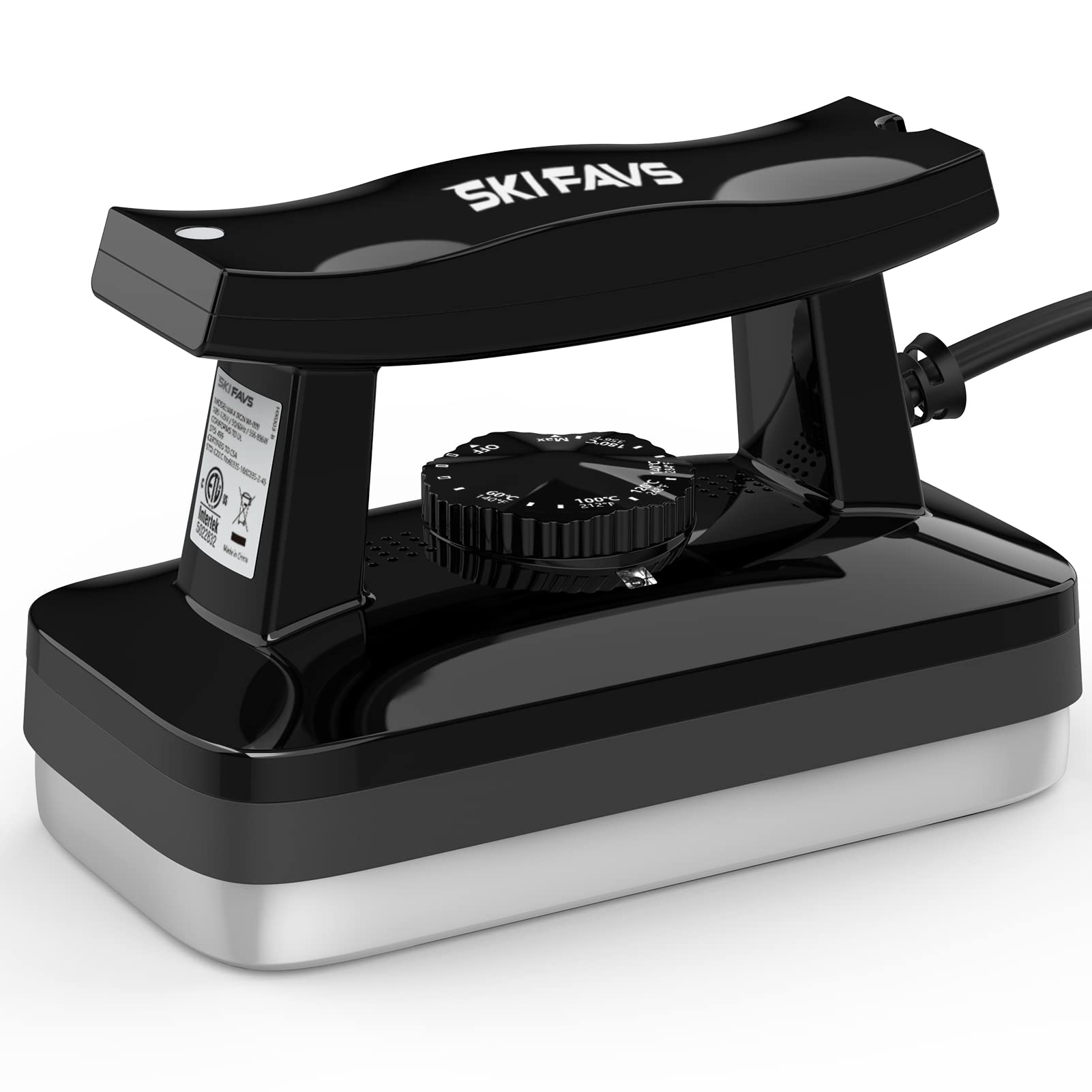 Skifavs Ski Wax Iron - Snowboard Waxing Iron 110V 800W with 12mm Base Plate and Tuned Tuning Thermostat High Adjustable Temperature Control Accuracy for All Waxes - Black