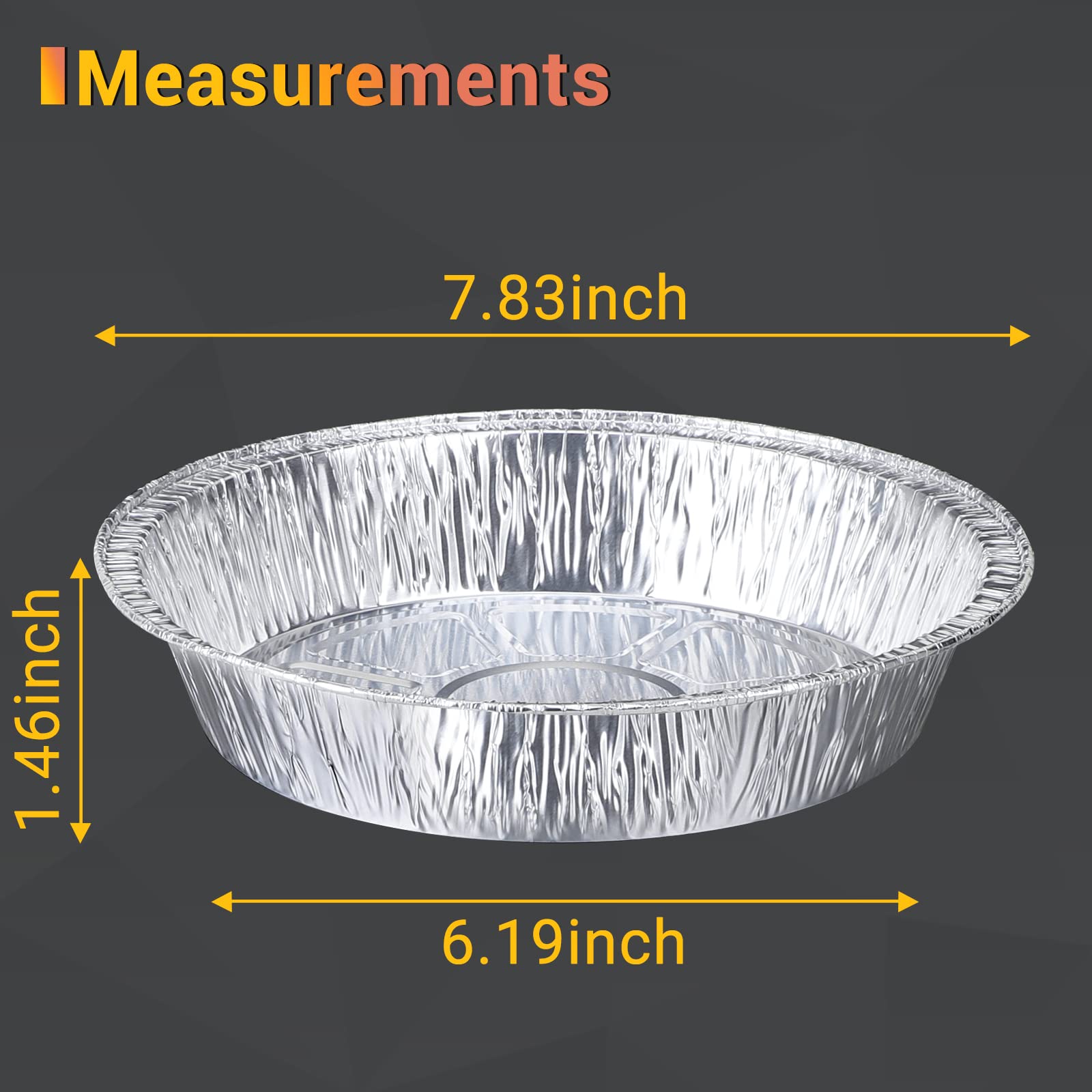 Suice 8 Inch Round Aluminum Foil Pan, 50pcs Deep Disposable Foil Container Pie Tin Round Aluminum Foil Baking Pan Disposable Cake Pan for Oven Baking, Cooking, Storing, Serving, Packing, Food Prep