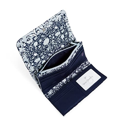 Vera Bradley Women's Cotton Trifold Clutch Wallet With RFID Protection, Perennials Gray - Recycled Cotton, One Size