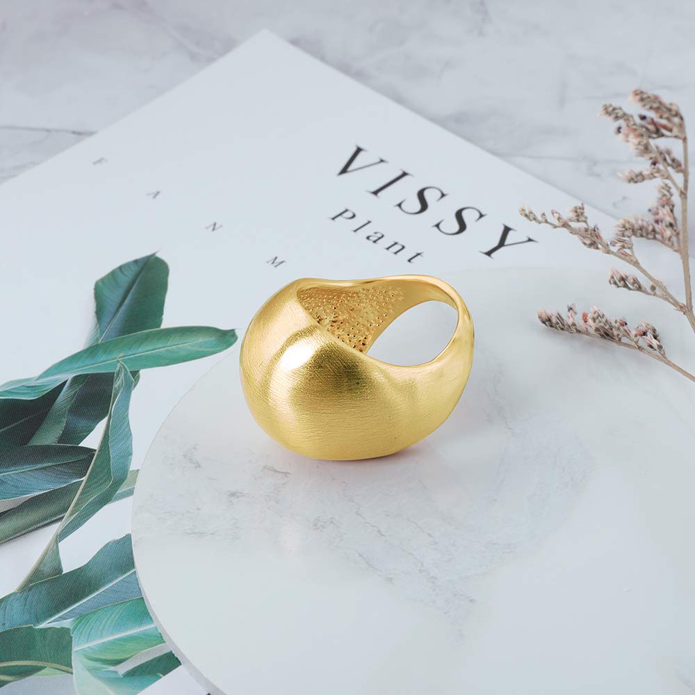 Mytys Fashion Gold & Silver Statement Rings for Women Matt Brush Metallic Design Cocktail Ring Style 49