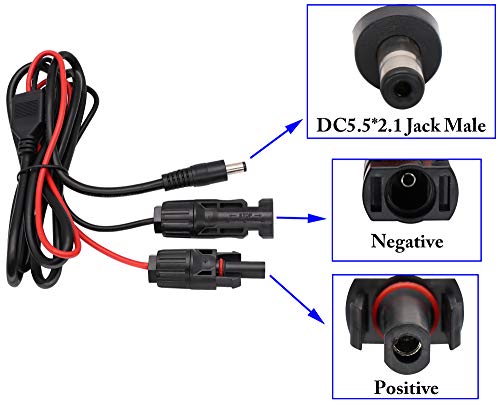 zdyCGTime Solar Adapter Male and Female to DC 5.5mm x 2.1mm Male Solar Power Extension Cable for Solar Panel and Portable Generator Connector to DC Solar Panel Connector Adapter Cables, 1.5m 16AWG.
