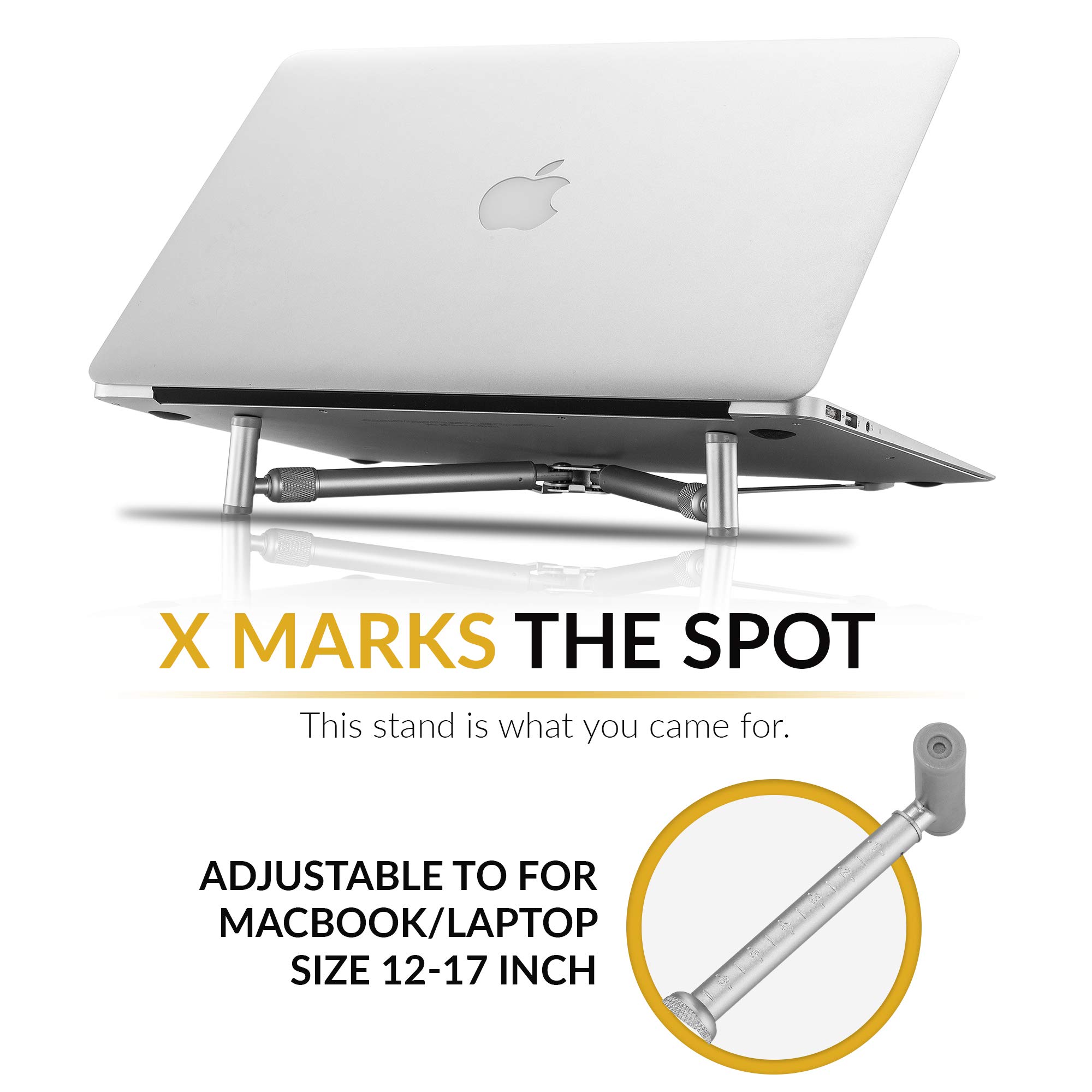 Steklo Laptop Riser - Premium Cooling Stand, Portable Laptop Stand for 12-17.3" Compatible with All Laptops MacBook Pro Air, Ideal Travel Ergonomic Compact Aluminum Adjustable, Foldable Laptop Stand