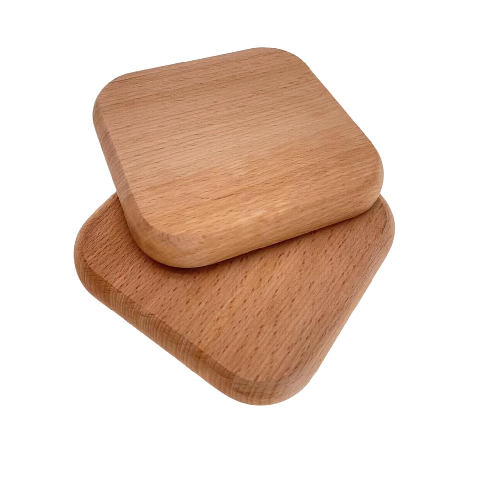 Set of 2 Square Decorative Tray 5''X5'' Tableware Serving Tray for Cake Coffee Tea Jewellery Key Coin Storage Natural Wood Dessert Tray, Wooden Cheese Plate