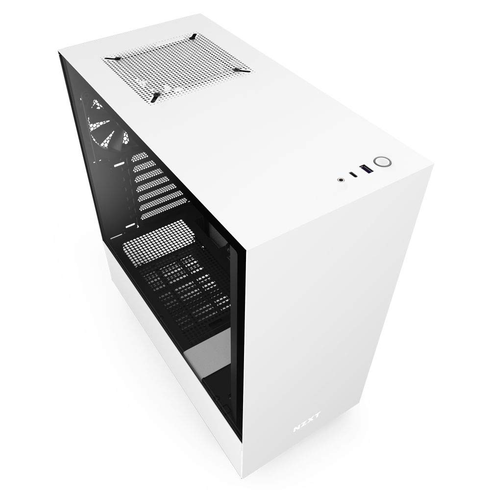 NZXT H510 - CA-H510B-W1 - Compact ATX Mid-Tower PC Gaming Case - Front I/O USB Type-C Port - Tempered Glass Side Panel - Cable Management System - Water-Cooling Ready - White/Black