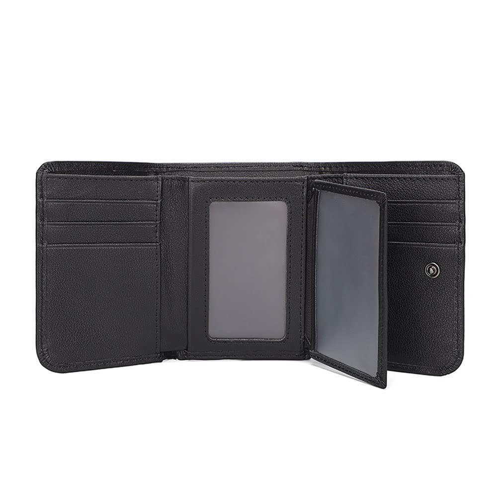 XIXIDIAN Fashion Men's Coin Purse Wallet RFID Blocking Man Leather Wallet,Genuine Leather Slim Trifold with ID Window (Color : Black, Size : 11 * 8CM)