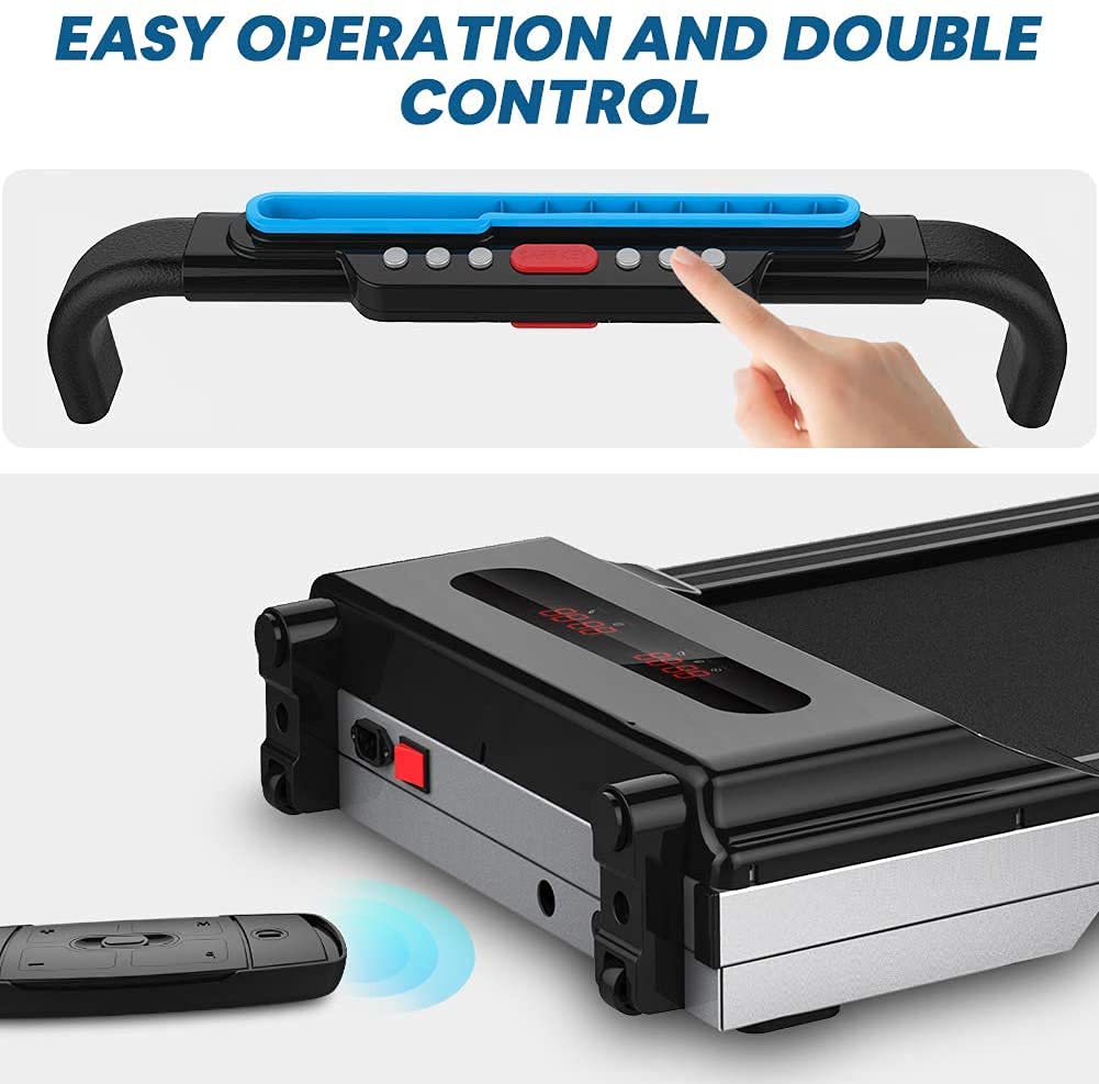Redliro 2 in 1 Folding Treadmill Under Desk Treadmill Portable Space Saving Walking Jogging Machine for Home Office Installation-Free Workout Indoor Exercise LCD Display Remote Control