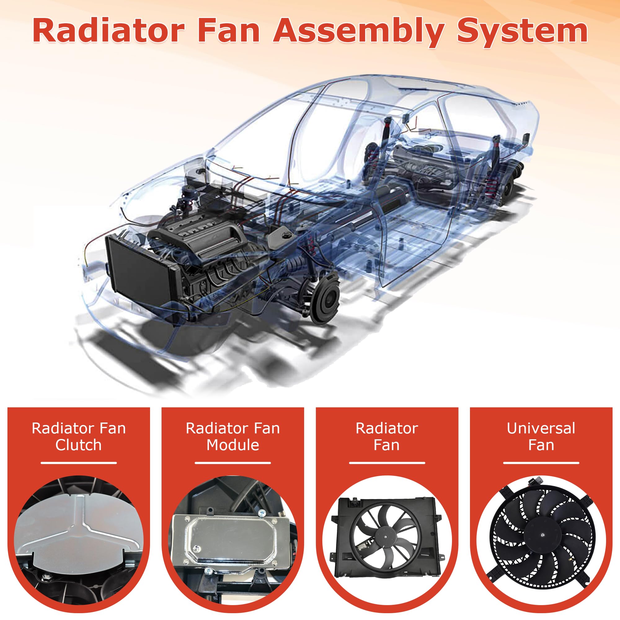 PartsFlow Engine Radiator Cooling Fan Assembly For 2007 2008 2009 2010 2011 2012 2013 2014 2015 Lincoln MKX For 2007-2014 Ford Edge