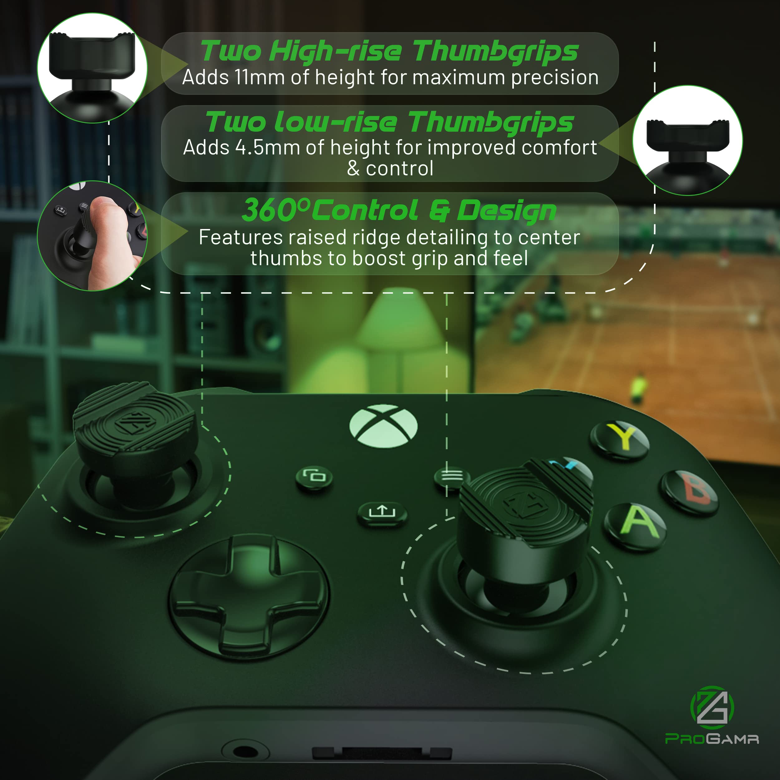 ProGAMR Xbox Controller Thumb Grips - 4 Pcs, Xbox Thumb Grips for Xbox Series X & S & One Controller Analog Sticks, Textured Grip, Pro Performance Thumbsticks for Precision and Improved Aim