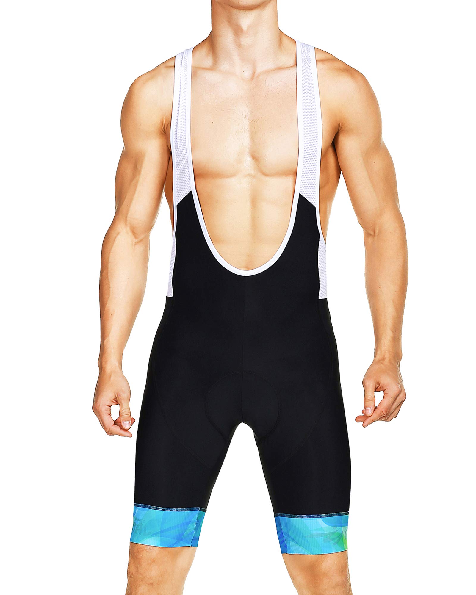 MUCUBAL Men's Cycling Bib Shorts with 3D Breathable Pad Elastic Compression Bike Bibs(Blue,M)
