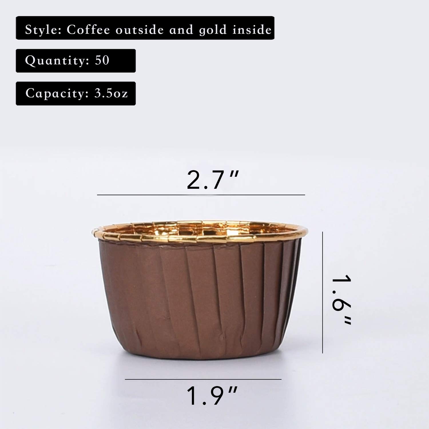 Party Hippo Cupcake Cups, 3.5 Oz 50 pcs Disposable Foil Muffin Liners, Gold Cupcake Baking Cups, Ramekin Aluminum Cupcake Tip Pan Ramekin Holders, Little Baking Cups (Blue)