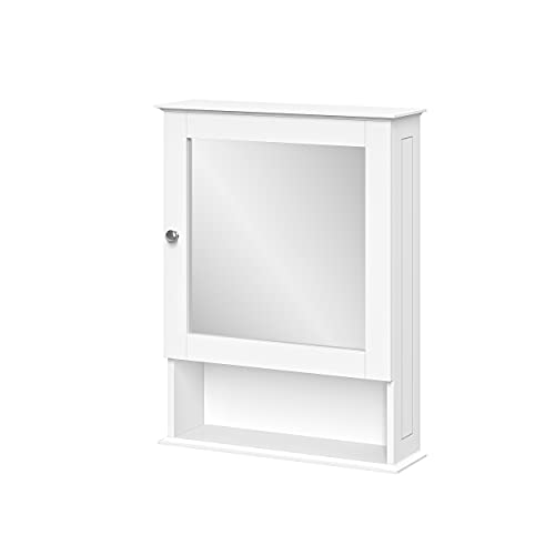 RiverRidge Ashland Mirror and Open Shelf, White Wall Cabinet, No Size