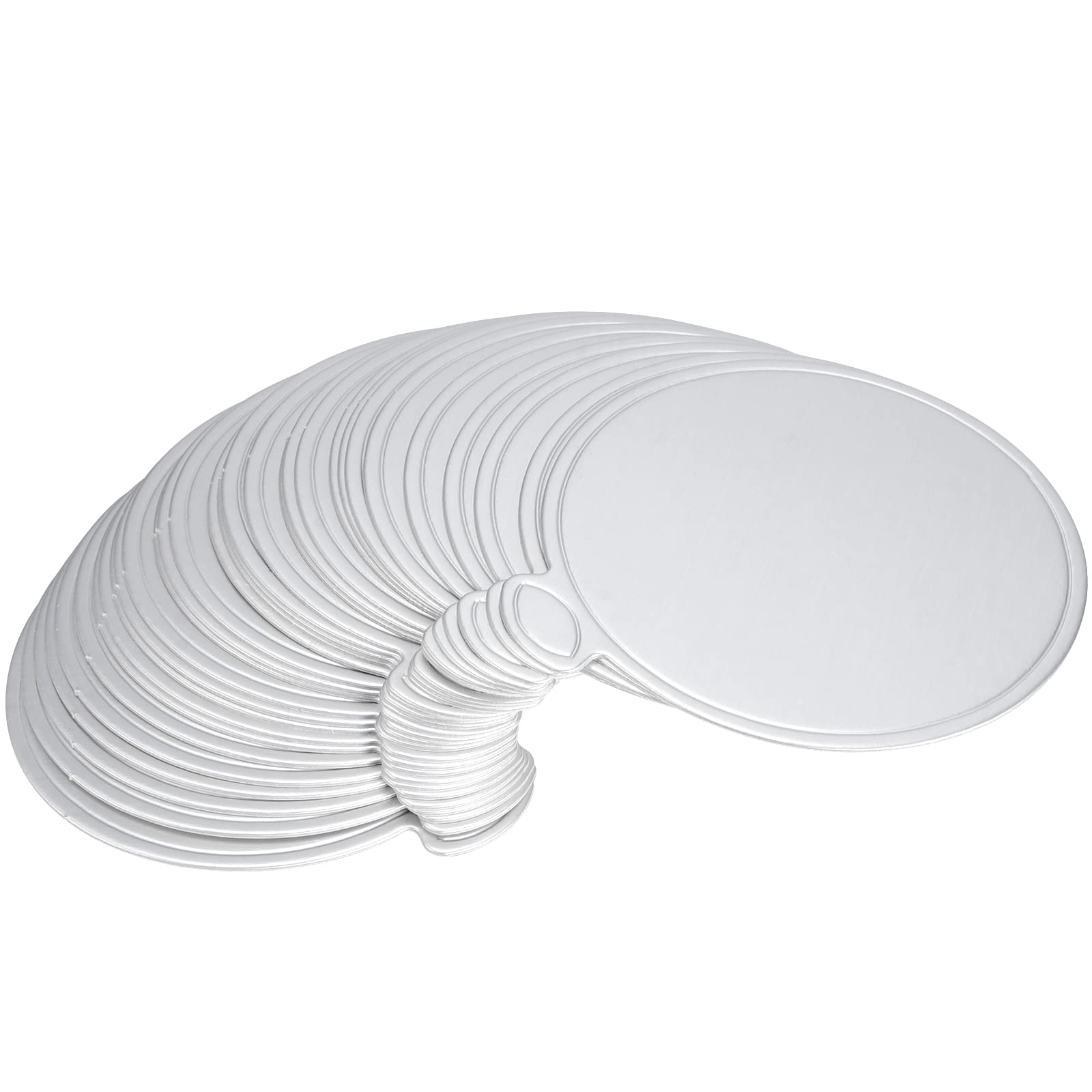 SEUNMUK 400 Pack 3.5 Inch Round Silver Cardboard Mousse Cake Base Mini Round Cake Base, Food Grade Grease-Proof Disposable Silver Cake Cardboard