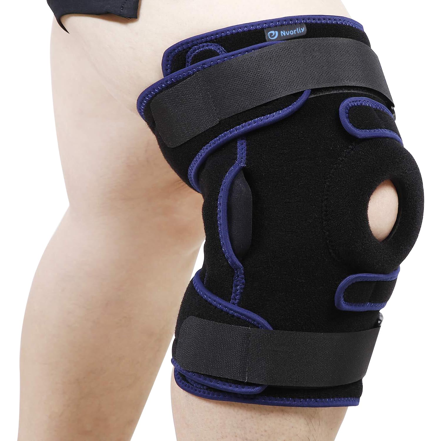Nvorliy Plus Size Hinged Knee Brace Dual Strap Patellar Stabilization Design & High-Level Support For Arthritis, ACL, LCL, MCL, Meniscus Tear, TDislocation, Post-Surgery Recovery Fit Men & Women (3XL)