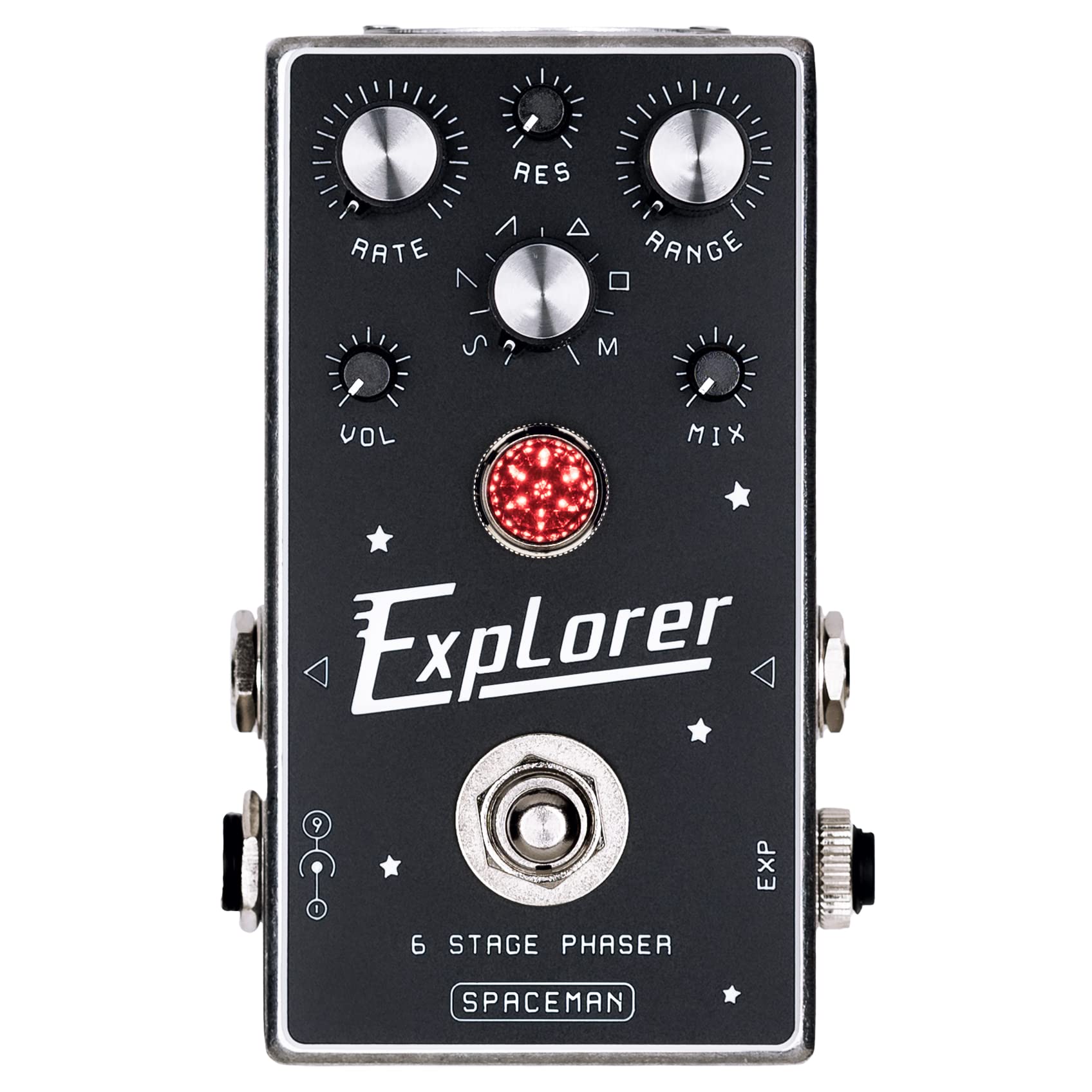 Spaceman Explorer: 6 Stage Phaser Guitar Effects Pedal - Standard Edition Silver with 12 Modulation Modes, Rate, Range, Resonance, Volume, Mix and Expression Controls