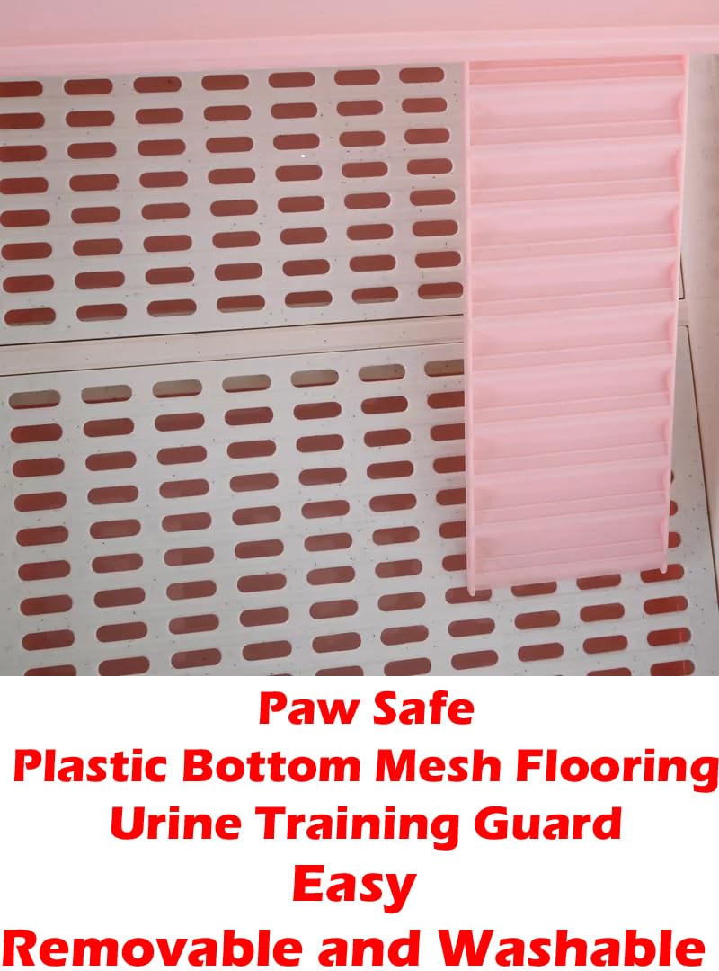 Pink Extra Large Deluxe Indoor Outdoor Multi-Level Guinea Pig Chinchilla Ferret Squirrel Hedgehog Kitten Rabbit Bunny Hutch House Critter Habitat Removable Washable Tray with Lockable Casters