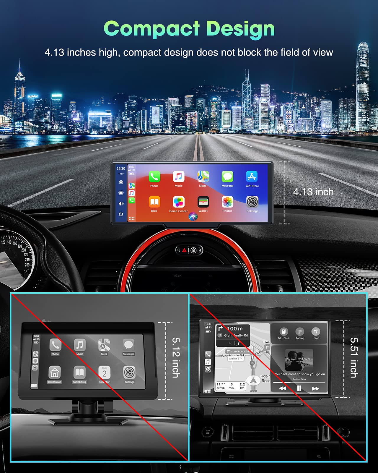 Wireless Apple Carplay Car Stereo GPS Navigation, 10 Inch Touch Car Play Screen Audio Car Radio Receiver with Android Auto, Bluetooth, Siri/Google Assistant, Multimedia Player