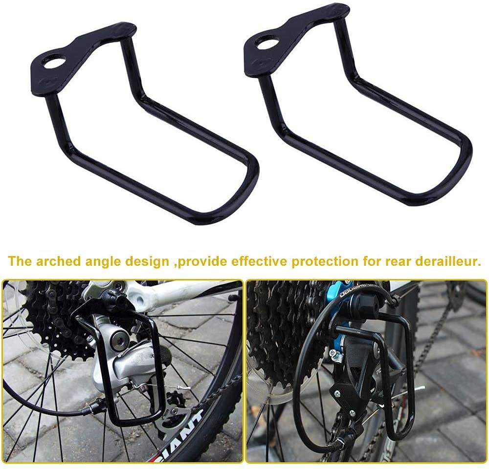 Set of 2 Rear Derailleur Protectors Bicycle Rear Derailleur Protection Bar Iron Protective Films for Bicycle Mountain Bikes Road Bikes Folding Bikes Black