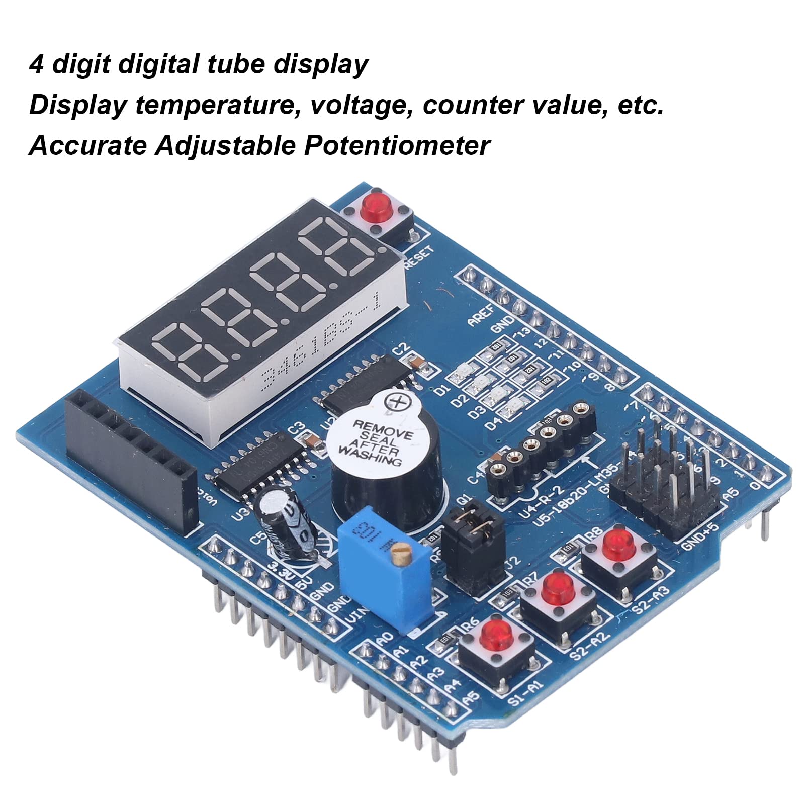 XD‑203 MCU Multifunctional, MCU Expansion Board 4 Digit Expansion Board Expansion Board 4 Digit Digital Display Development Module