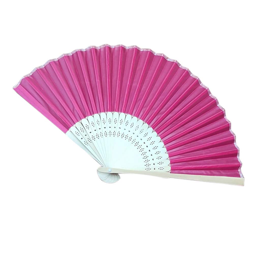 TEEGUI Hand Held Fan Bamboo Silk Folding Fan Party Wedding Decor Greenhouse Fan (K, One Size)