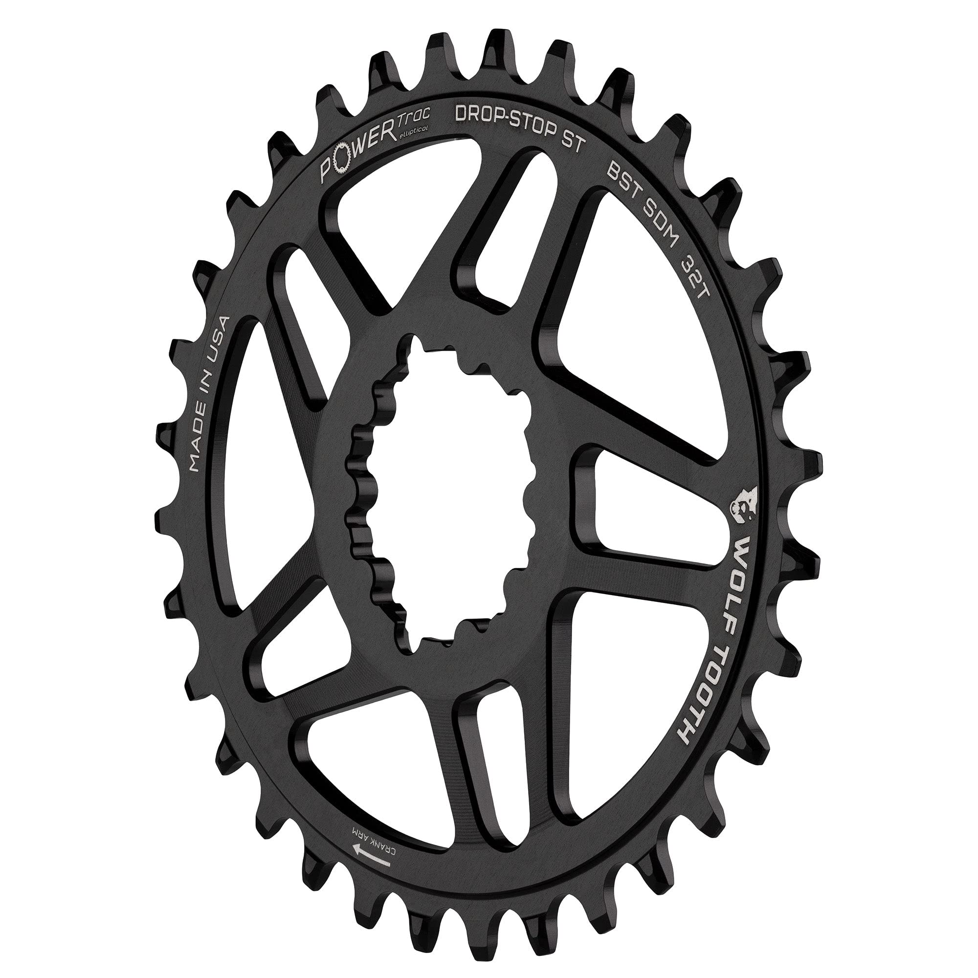 Wolf Tooth Elliptical Mountain Bike Direct Mount Oval Chainrings for SRAM Cranks (34 Tooth, Drop-Stop ST, Boost, MTB)