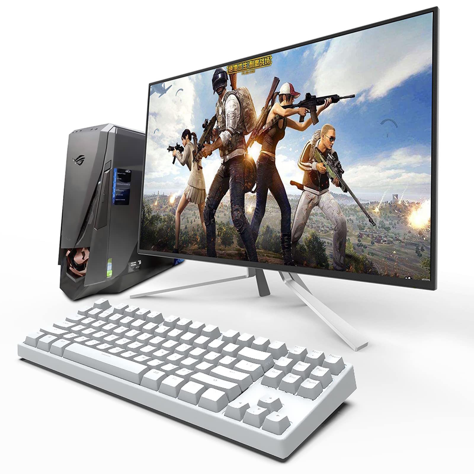 RK ROYAL KLUDGE RK987 Mechanical Keyboard 87 Keys White LED Backlight Tenkeyless Gaming Keyboard, Wired/Wireless Bluetooth Gaming/Office for iOS Android Windows MacOS and Linux (White and Brown)