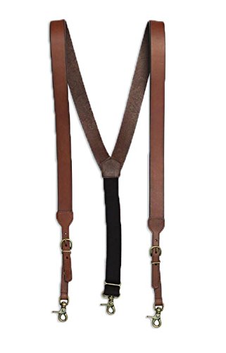 M & F Western Men's Nocona Hdx Smooth Leather Suspenders (Large, Brown)