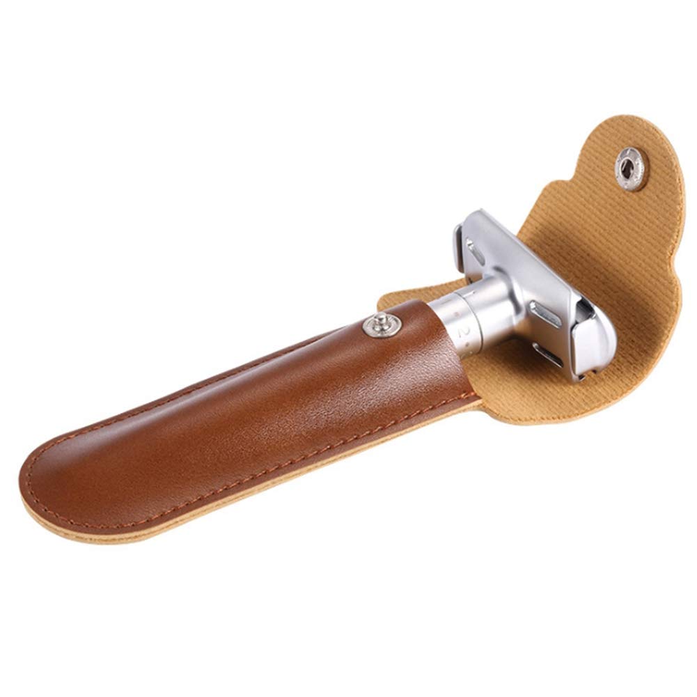 YOLLO Case Travel Holder Manual Double Edge Razors Container PU Leather Bag