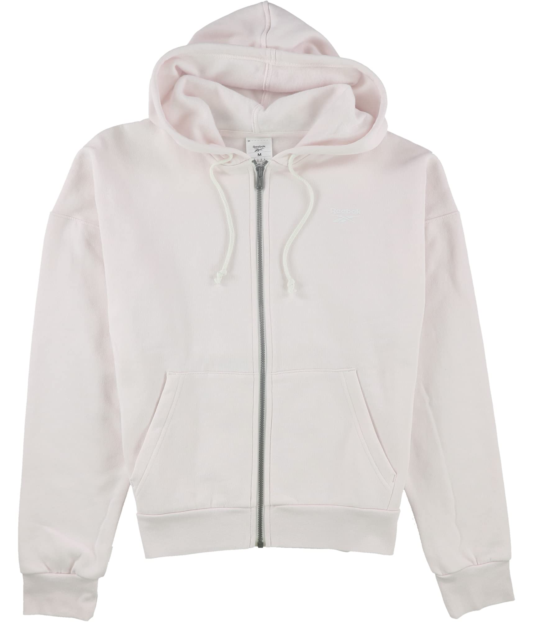 Reebok Training Essentials Fleece Full Zip Hooded Track Top, Glass Pink, M