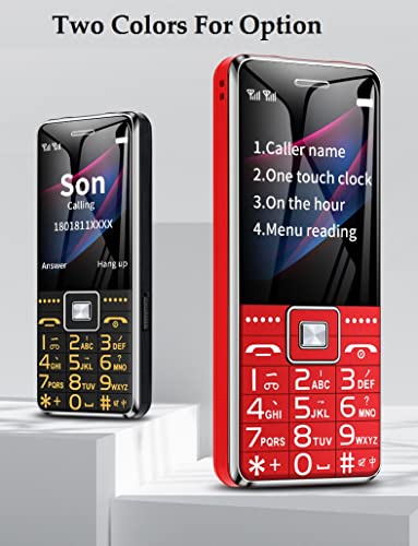 Unlocked GSM Big Button Feature Cell Phone for Elderly, 2.4" Screen Dual SIM 6800mAh Battery SOS Key Mobile Phone Easy to Use (Red)