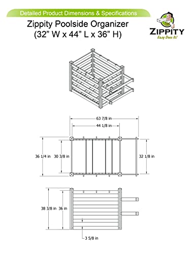 Zippity Outdoor Products ZP19061 36" W x 64" L x 38" H Zippity Poolside Deckbox Storage Organizer