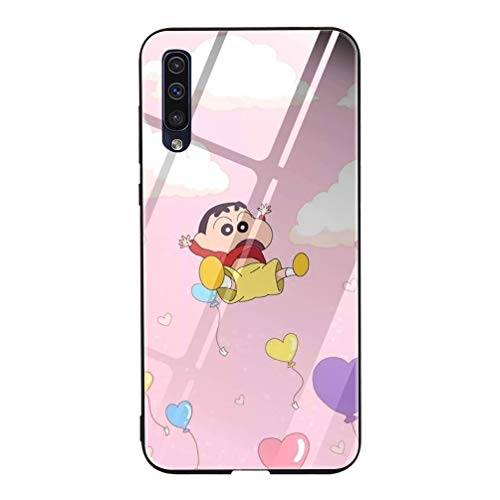 Luxury Phone Case for Samsung Galaxy A40 Cover,9H Tempered Glass Back Cover Soft Silicone Anti Scratch Bumper Design LB-147 Anime crayou shin chan Protective Case
