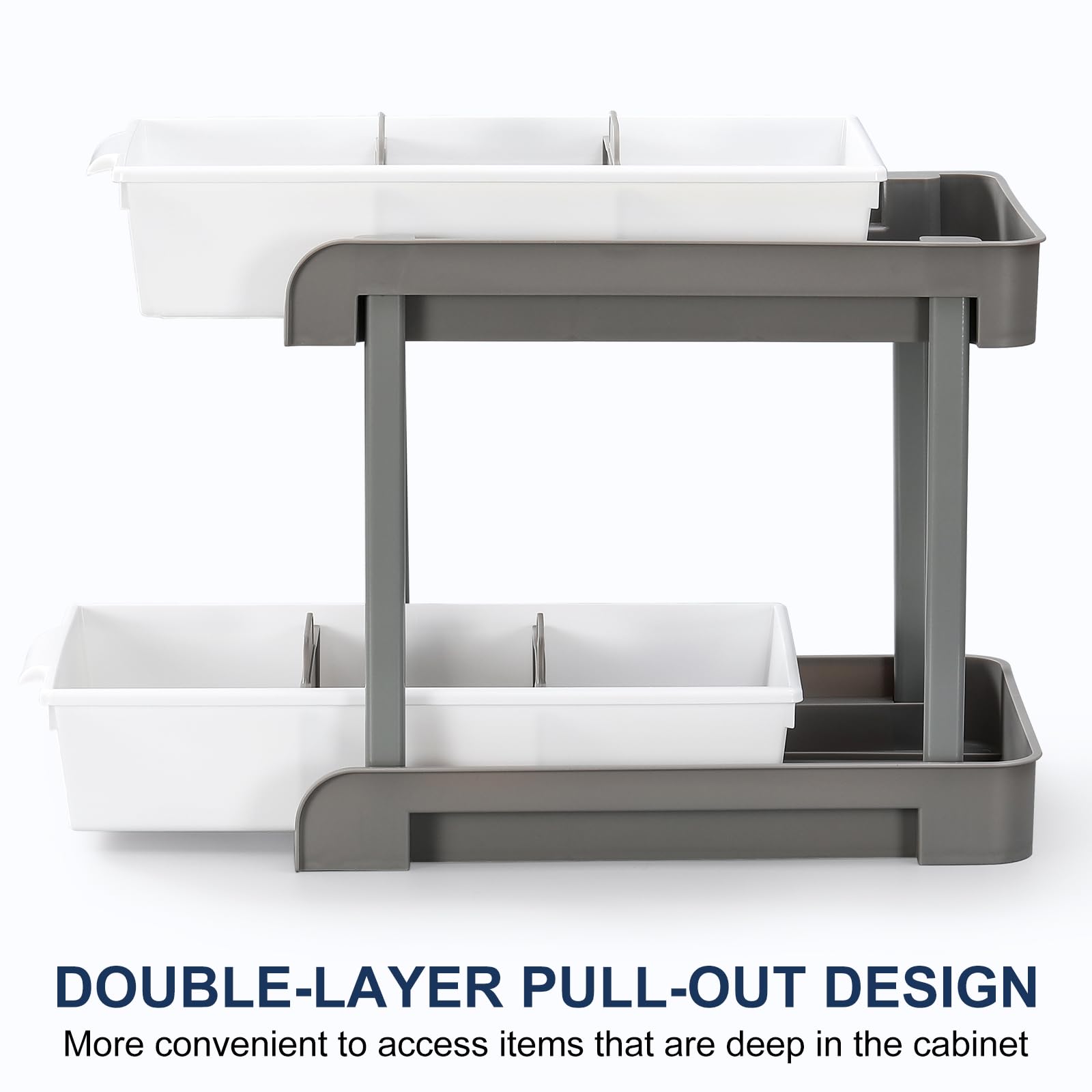 Set of 4, 10 Inch Non-Skid Lazy Susan Organizers & 2 Set, 2 Tier Pull-Out Under Sink Organizer and Storage with Dividers