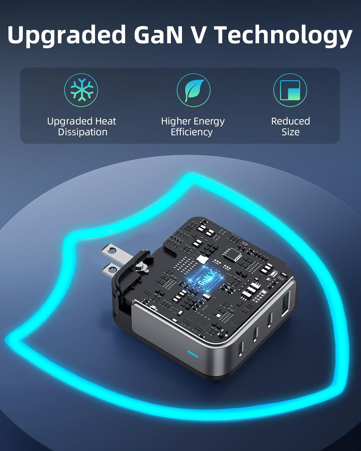 Rocoren 100W USB C Charger, Dual 4 Ports PD3.0 QC5.0 PPS Fast Charger for MacBook Pro, iPad, iPhone, Samsung, Laptop