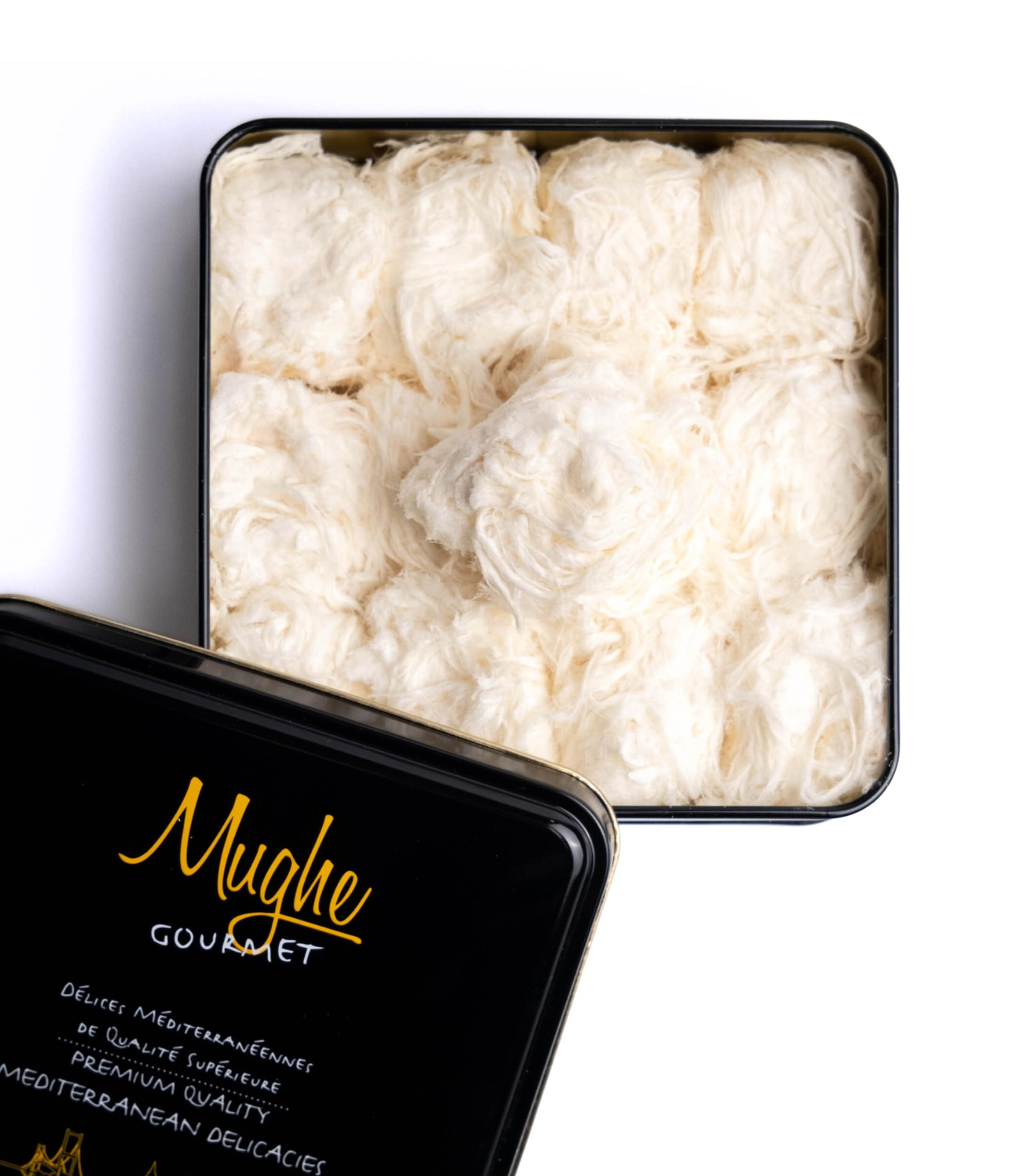 Mughe Gourmet Turkish Cotton Candy Pismaniye Sweet (12 Fluffs) - Divine Halva Candy Gift Box - Exquisite Confectionery Pishmaniye - Authentic Floss Halvah - Perfect Gifts for Him & Her