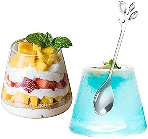 Stainless Steel Leaf Coffee Spoon, SZBAIDEKJ 10 Pcs Creative Tableware Dessert Spoons, Stirring, Mixing, Sugar, Stir, Ice Cream Teaspoon Set (Silver)
