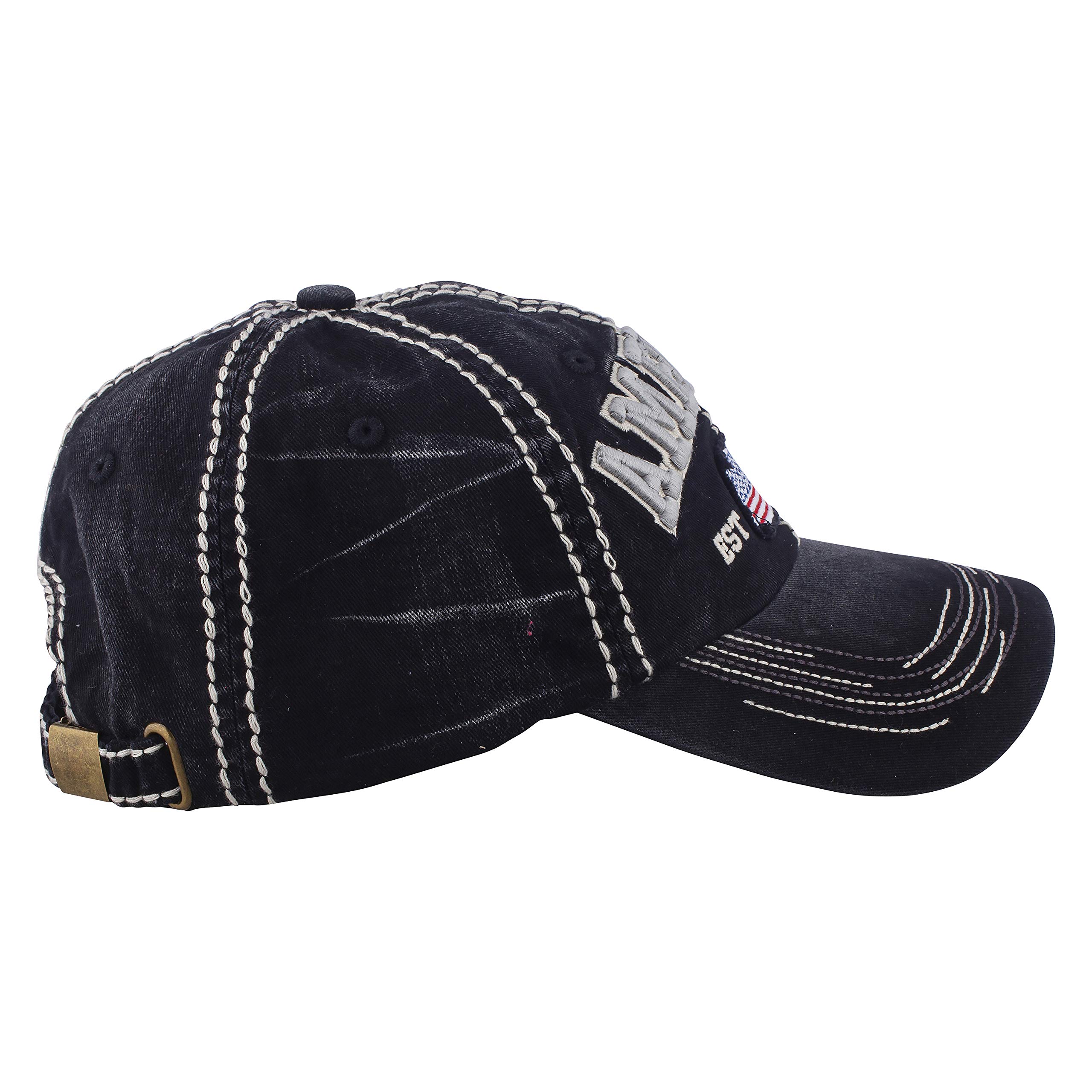 Patriotic Eagle and American Flag Cap Hats - Lightweight and Adjustable and 100% Cotton Coming in (Flag, Black)