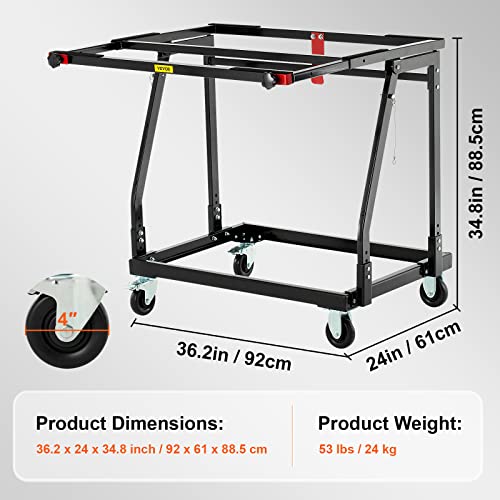 VEVOR Material Mate Panel Cart and Shop Stand, 4 x 4β Smooth Rolling Casters, Adjustable Width 22''-30-1/4'', Rigid Iron Frame Construction Plywood Cart, Mobile Workbench for Tools and Accessories