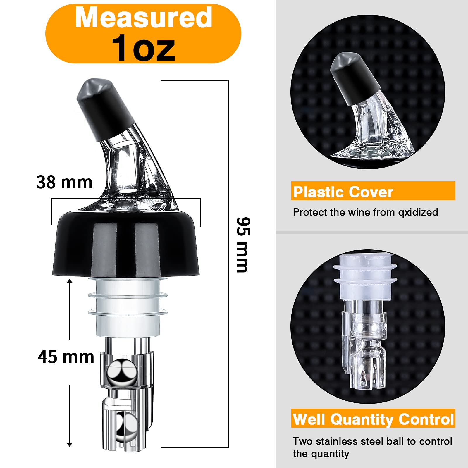 SuproBarware Shot Glass Set of 36 Heavy Base Shot Glass Bulk 2 oz Plus Measured Liquor Bottle Pourers 12Packs β 1oz/30ml