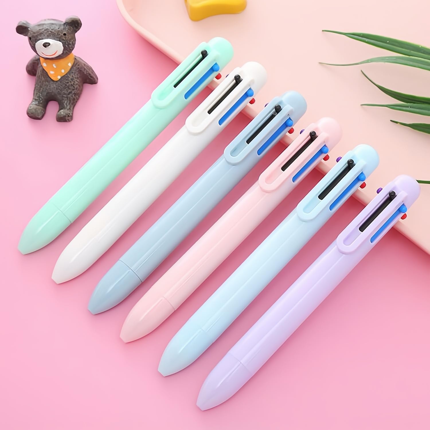 Multi color pen Macron 6-Pack Versatile 6-Color Ballpoint Pens - Smooth Writing and No Bleeding, Perfect for Journaling and Creative Tasks (6-Pack Ballpoint Pens)