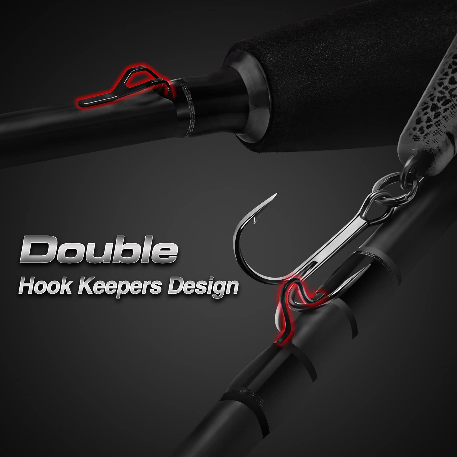 Piscifun Torrent Spinning Rod with 2 Tips - IM7 Carbon Blank Spinning Fishing Rod Freshwater, Durable Sensitive, 2 Pcs Spinning Rods with Double Hook Keeper, 6'8'' UL & L Power Trout Rod
